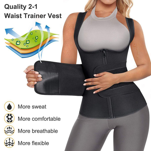 Junlan Women Zipper Sauna Vest with Adjustable Velcro Belts