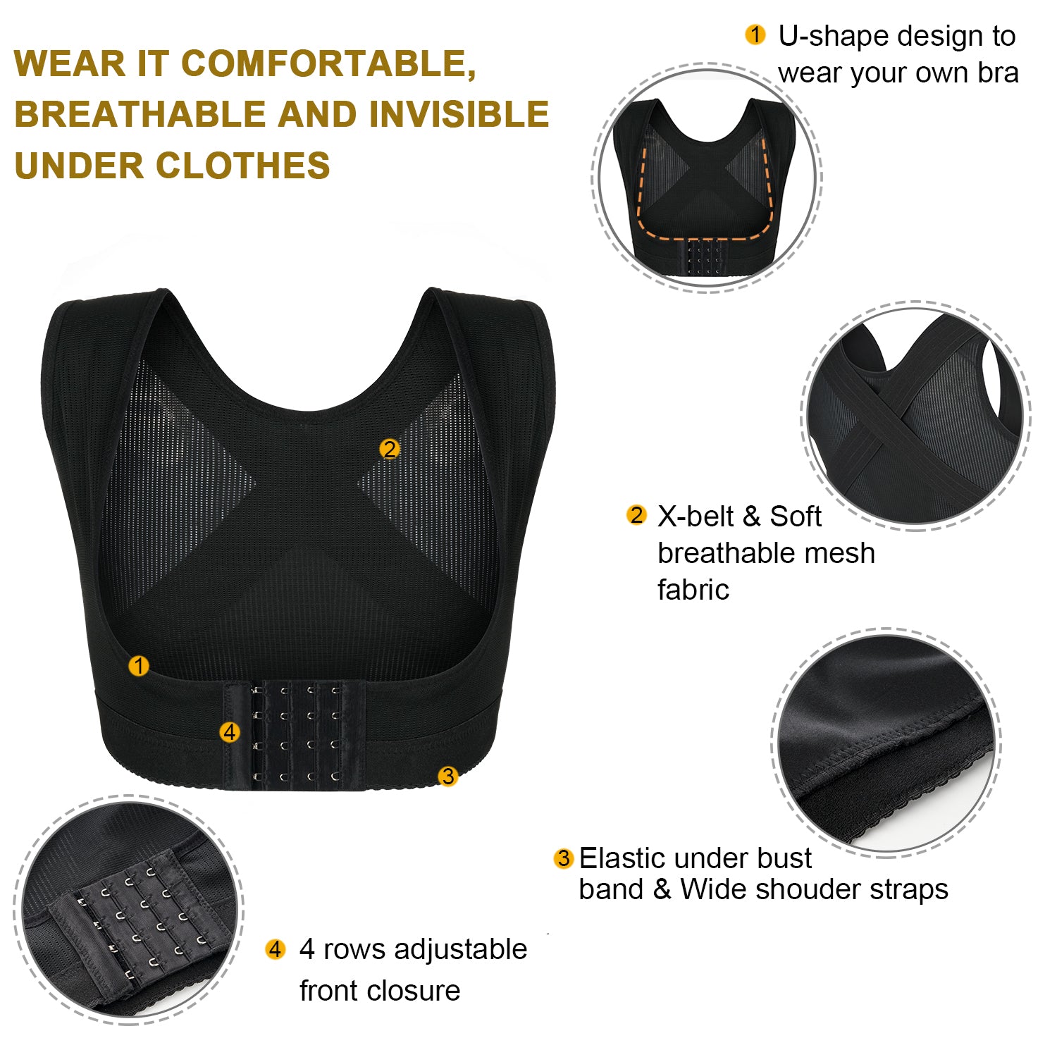 Chest up shapewear for women back posture corrector
