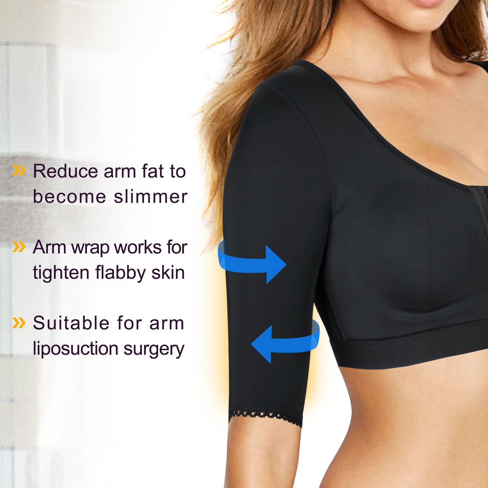 Shaper Tops for Women Arm Compression Post Surgery Front Closure Bra T
